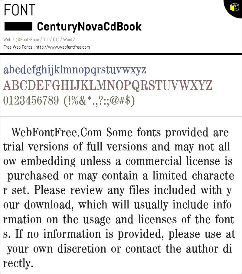 CenturyNova-Cd-Book Fonts Downloads - WebFontFree.Com