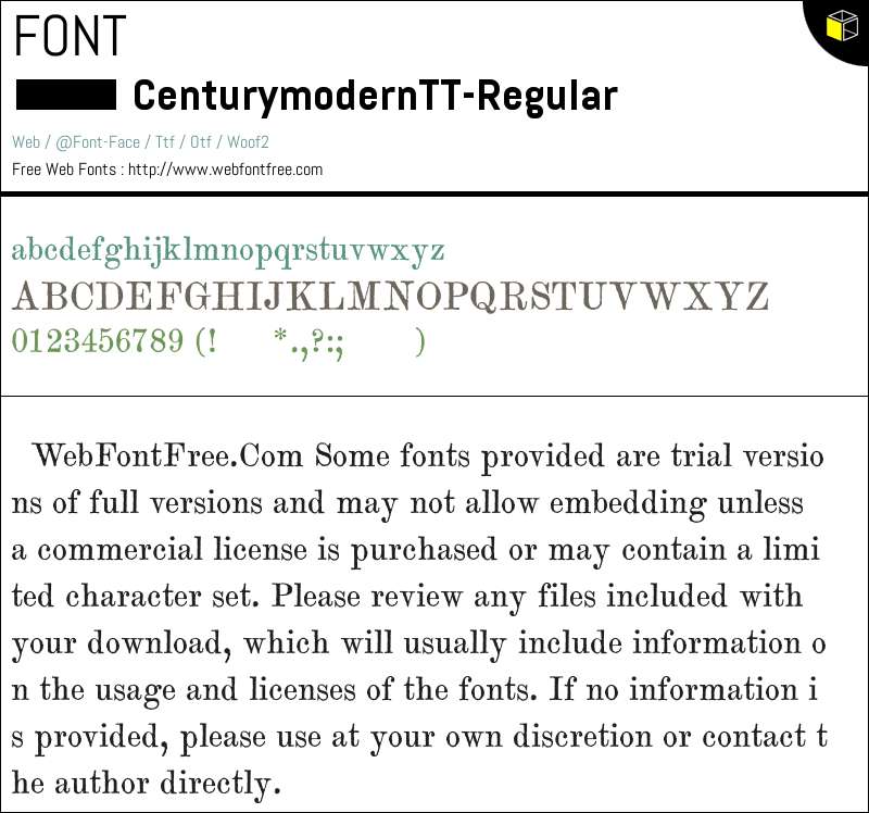 Century modern TT Regular Fonts Downloads - WebFontFree.Com