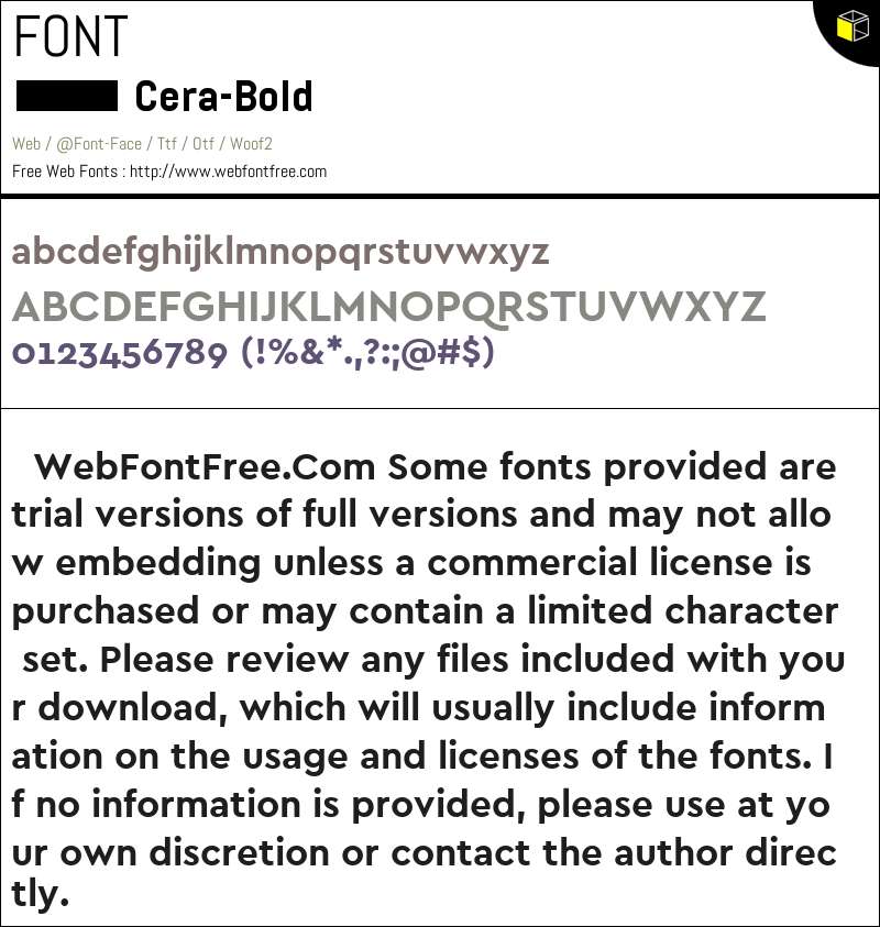 Cera Bold Fonts Downloads - WebFontFree.Com