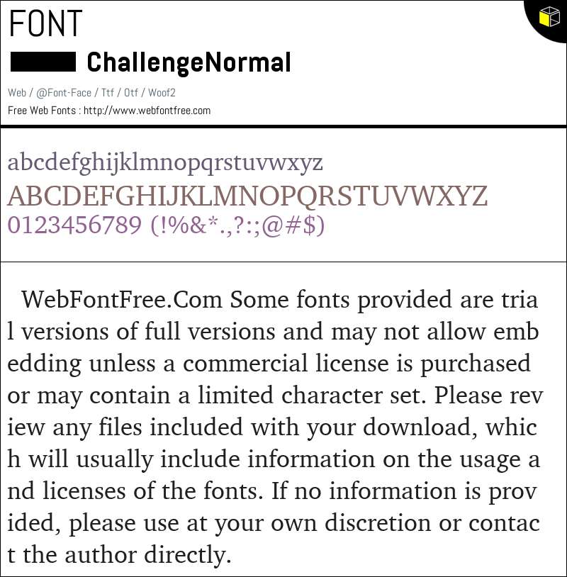Challenge Normal Fonts Downloads - WebFontFree.Com