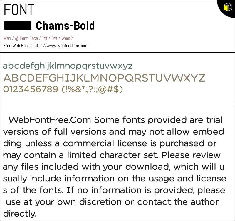Chams Bold Fonts Downloads - WebFontFree.Com