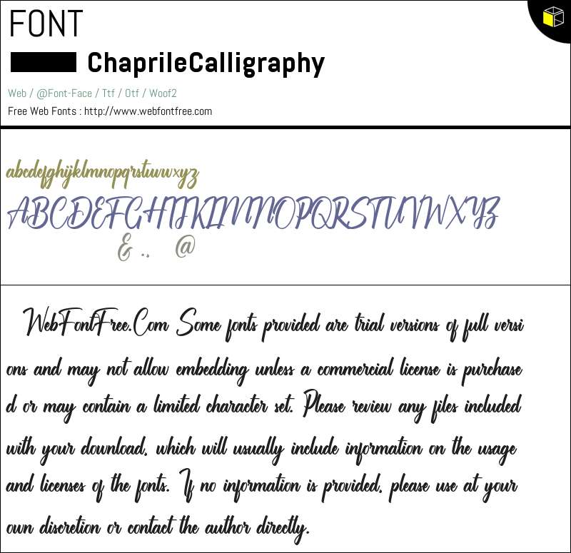 Chaprile Calligraphy Fonts Downloads - WebFontFree.Com