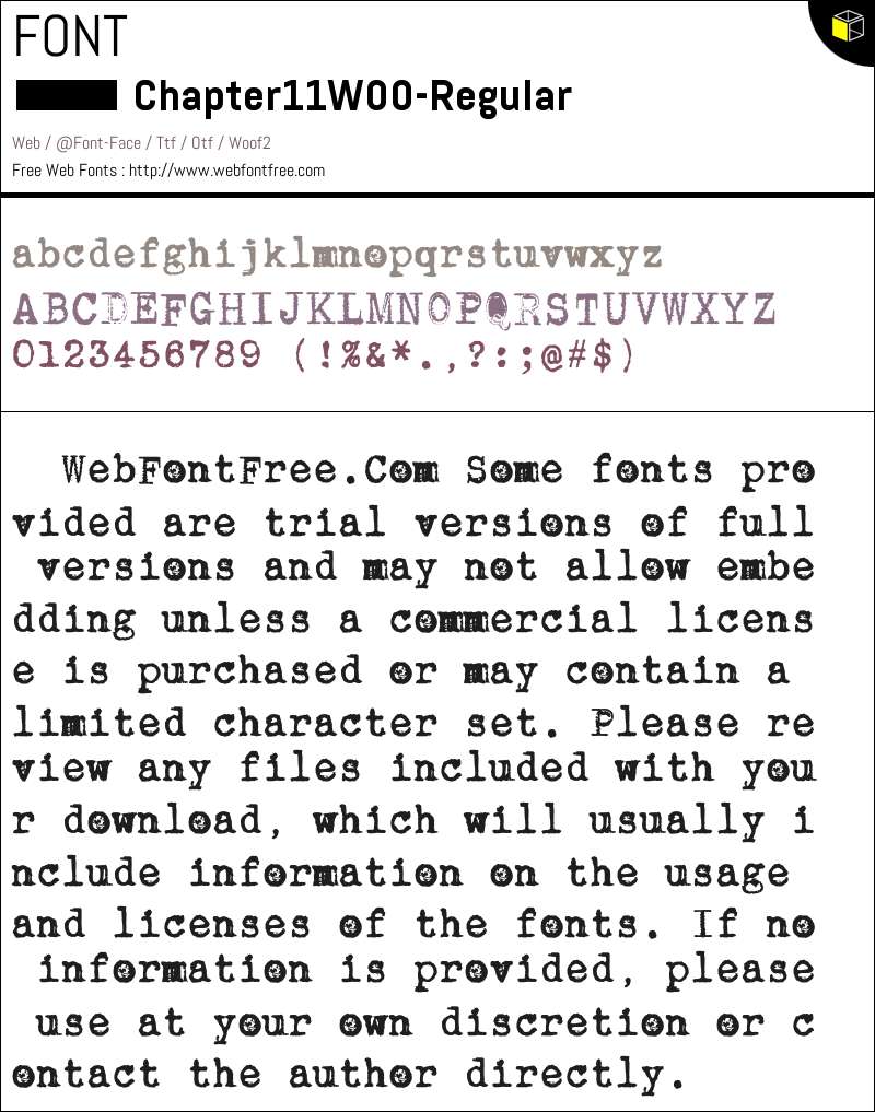 Chapter 11 W00 Regular Fonts Downloads - WebFontFree.Com