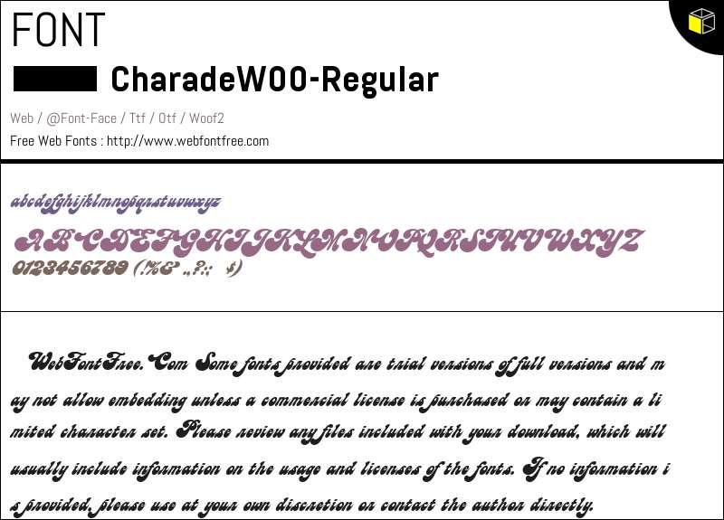 Charade W00 Regular Fonts Downloads - WebFontFree.Com