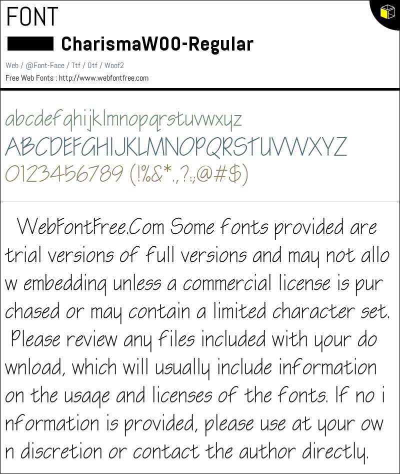 Charisma W00 Regular Fonts Downloads - WebFontFree.Com