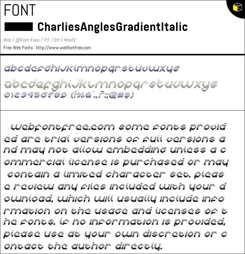 Charlie's Angles Gradient Italic Fonts Downloads - WebFontFree.Com