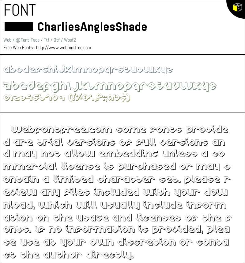 Charlie's Angles Shade Fonts Downloads - WebFontFree.Com