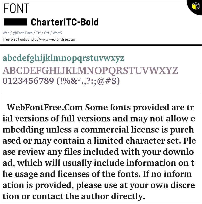 CharterITC Bold Fonts Downloads - WebFontFree.Com
