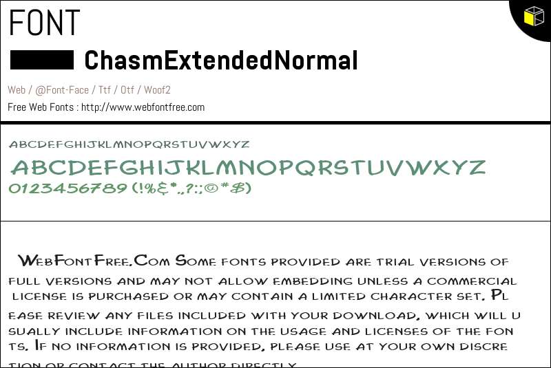 Chasm Extended Normal Fonts Downloads - WebFontFree.Com