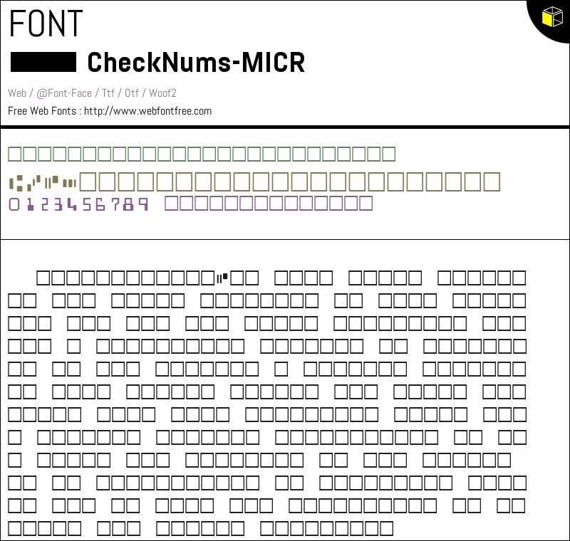 CheckNums-MICR Regular Fonts Downloads - WebFontFree.Com