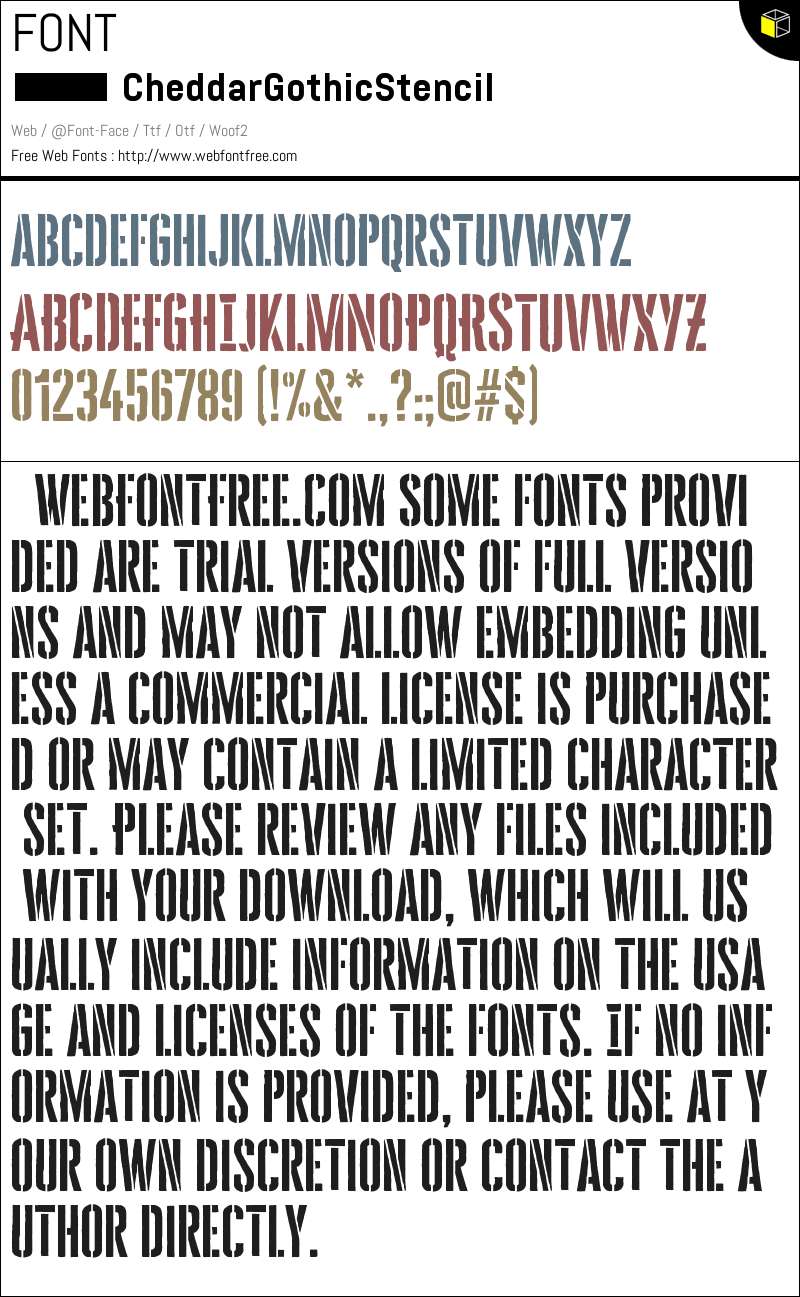 CheddarGothicStencil Fonts Downloads - WebFontFree.Com