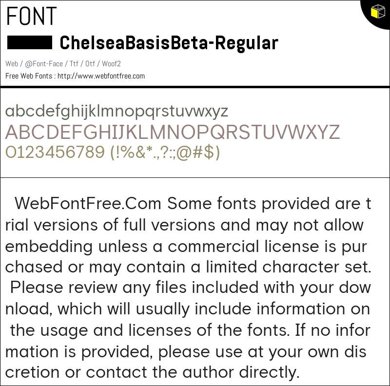 Chelsea Basis Beta Regular Fonts Downloads - WebFontFree.Com