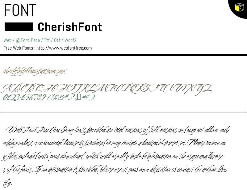 Cherish Font Fonts Downloads - WebFontFree.Com