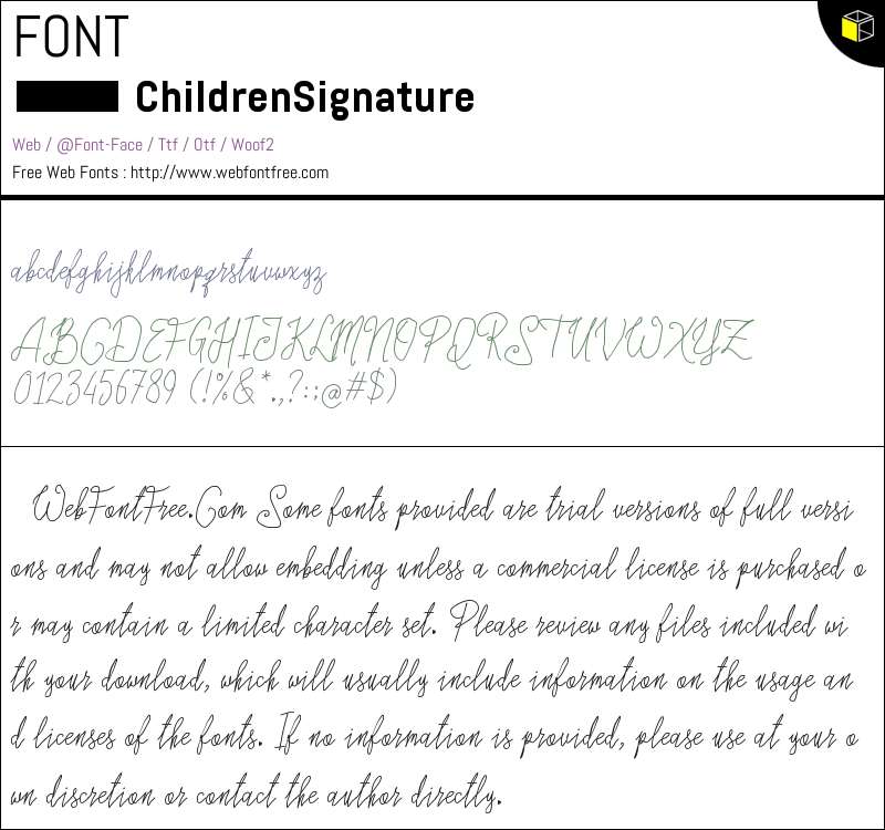 Children Signature Fonts Downloads - WebFontFree.Com
