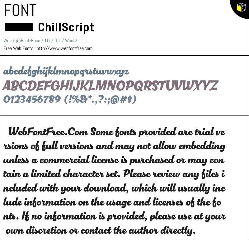Chill Script Fonts Downloads - WebFontFree.Com