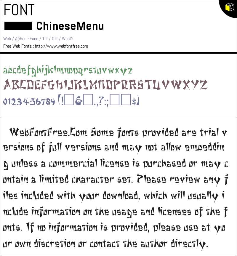 ChineseMenu Regular Fonts Downloads - WebFontFree.Com