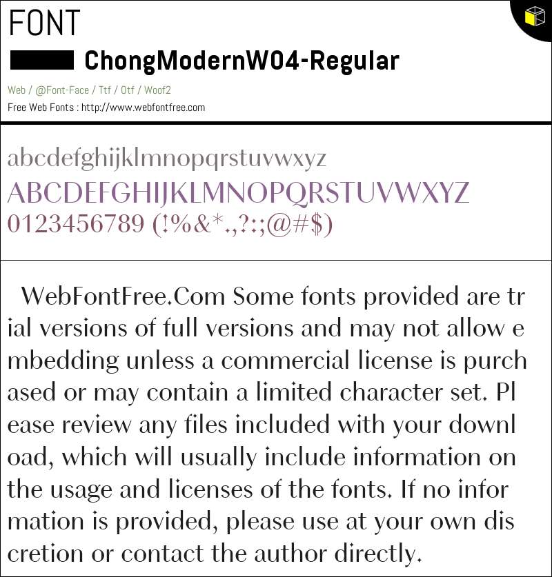 Chong Modern W04 Regular Fonts Downloads - WebFontFree.Com