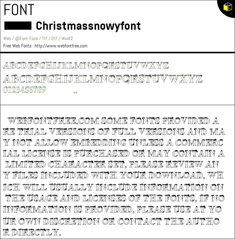 Christmas snowy font Fonts Downloads - WebFontFree.Com