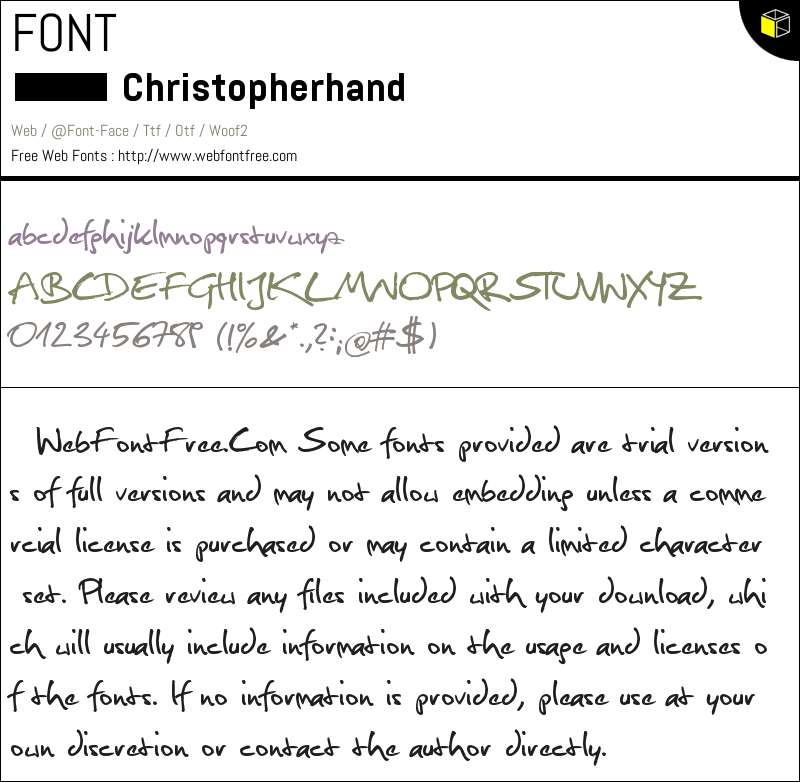 Christopherhand Fonts Downloads - WebFontFree.Com