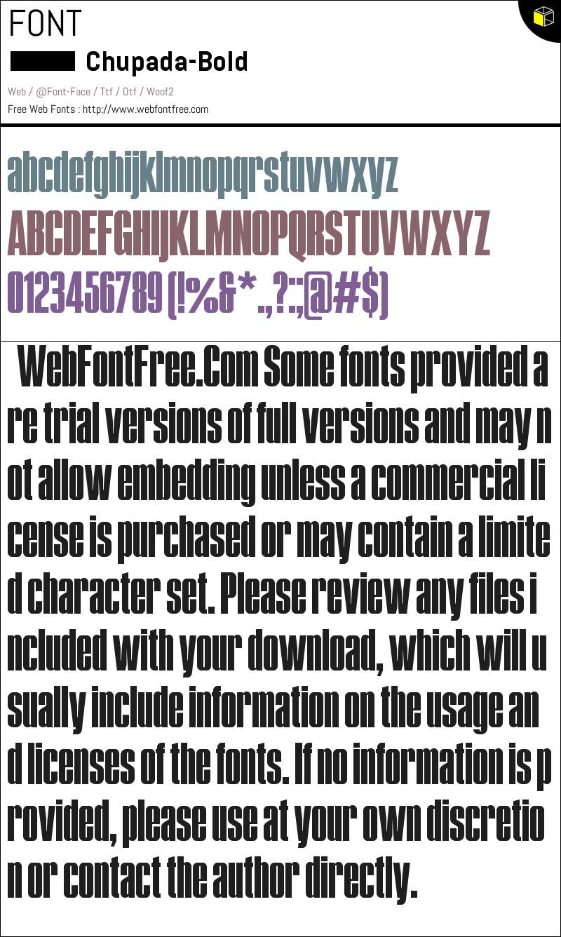 Chupada-Bold Fonts Downloads - WebFontFree.Com