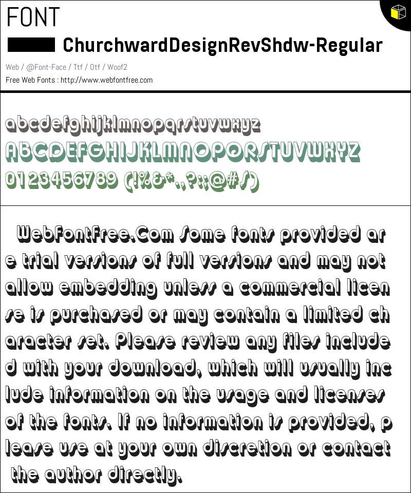 Churchward Design RevShadow Fonts Downloads - WebFontFree.Com