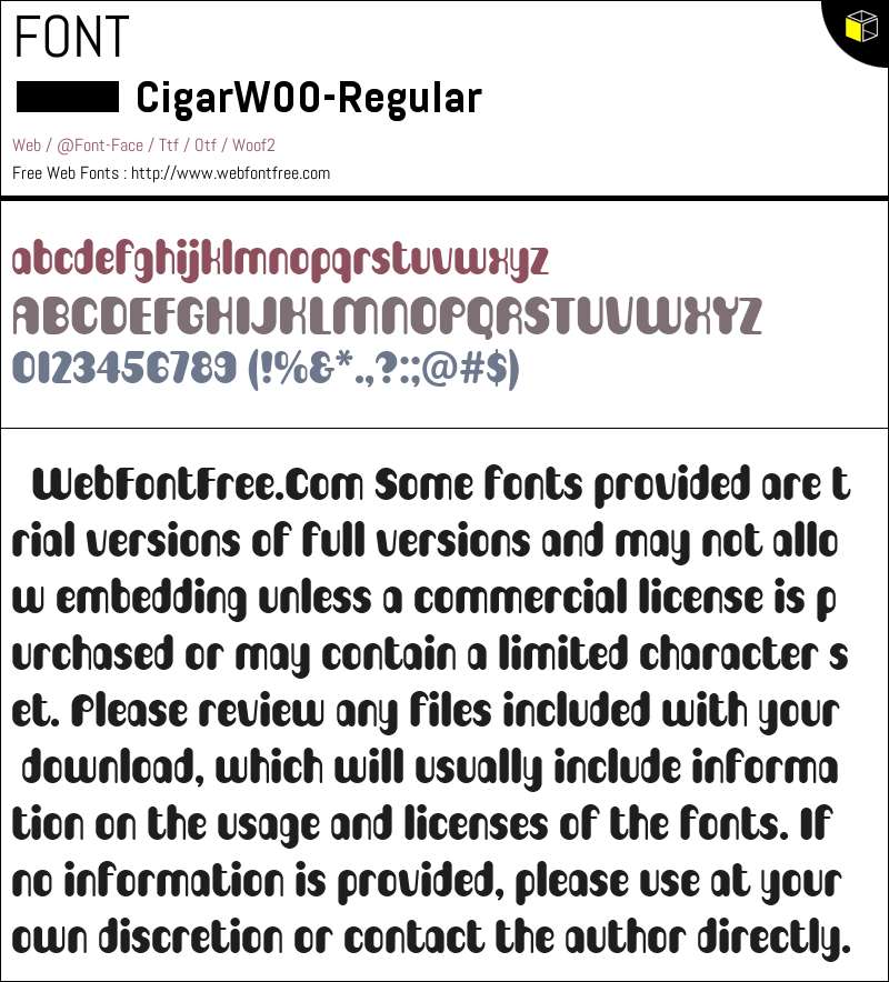 Cigar W00 Regular Fonts Downloads - WebFontFree.Com