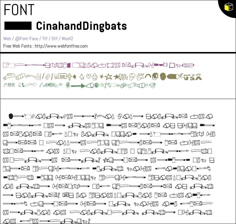 Cinahand Dingbats Fonts Downloads - WebFontFree.Com