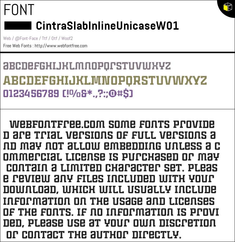 Cintra Slab Inline Unicase W01 Fonts Downloads - WebFontFree.Com