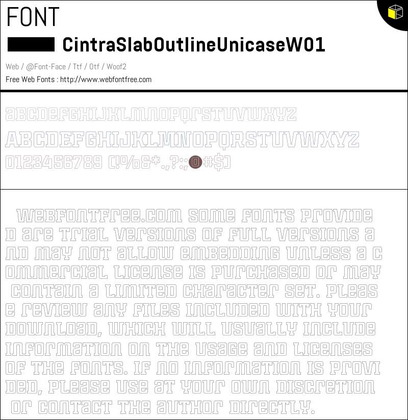 Cintra Slab Outline UnicaseW01 Fonts Downloads - WebFontFree.Com