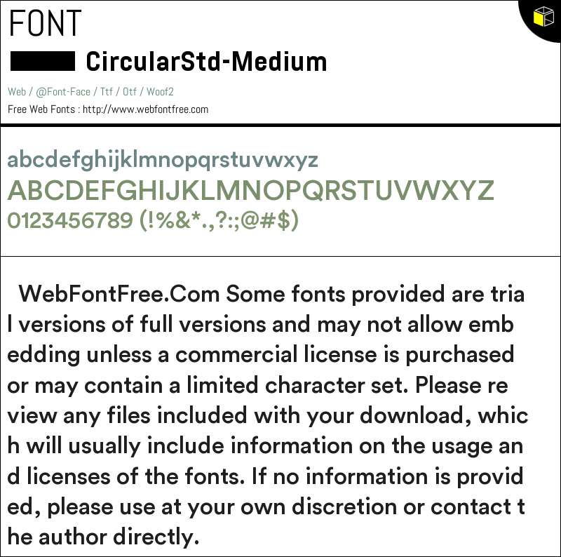 CircularStd-Medium 字体 下载 - WebFontFree.Com