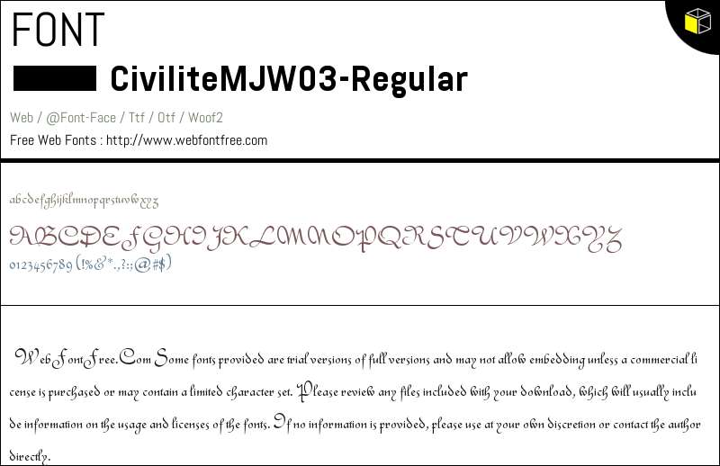 Civilite MJ W03 Regular Fonts Downloads - WebFontFree.Com