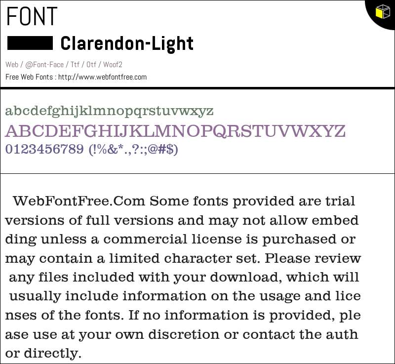 Clarendon-Light Fonts Downloads - WebFontFree.Com