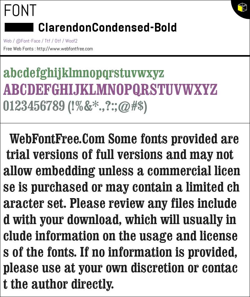 Clarendon Condensed Bold Fonts Downloads - WebFontFree.Com