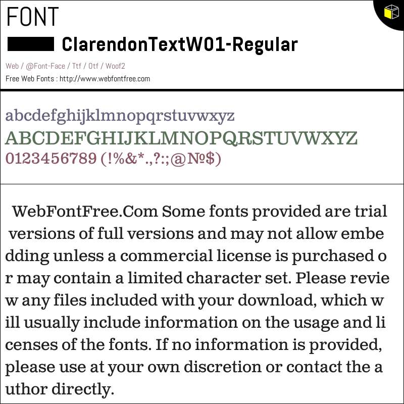 Clarendon Text W01 Regular Fonts Downloads - WebFontFree.Com