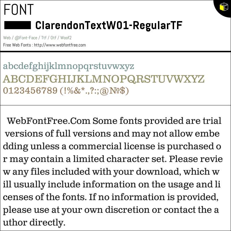 Clarendon Text W01 Regular TF Fonts Downloads - WebFontFree.Com