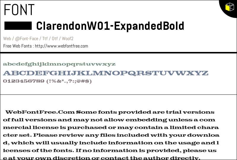 Clarendon W01 Expanded Bold Fonts Downloads - WebFontFree.Com