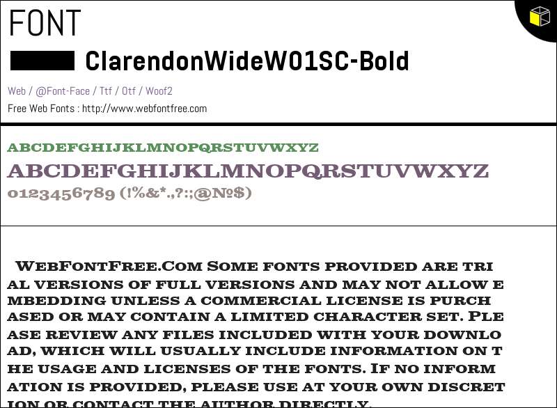 Clarendon Wide W01SC Bold Fonts Downloads - WebFontFree.Com