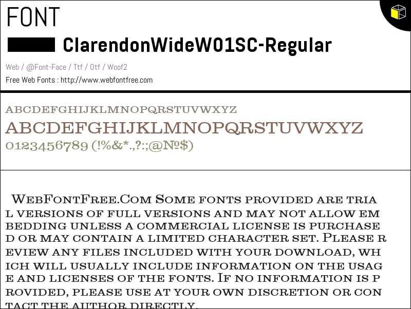 Clarendon Wide W01SC Regular Fonts Downloads - WebFontFree.Com