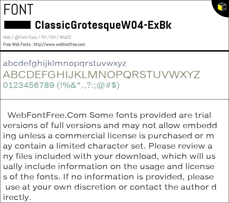 Classic Grotesque W04 Ex Bk Fonts Downloads - WebFontFree.Com
