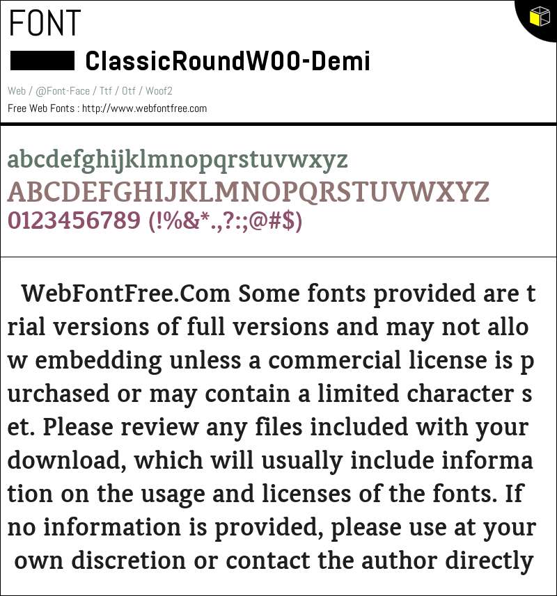 Classic Round W00 Demi Fonts Downloads - WebFontFree.Com