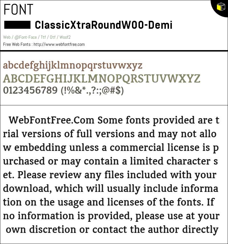 Classic XtraRound W00 Demi Fonts Downloads - WebFontFree.Com