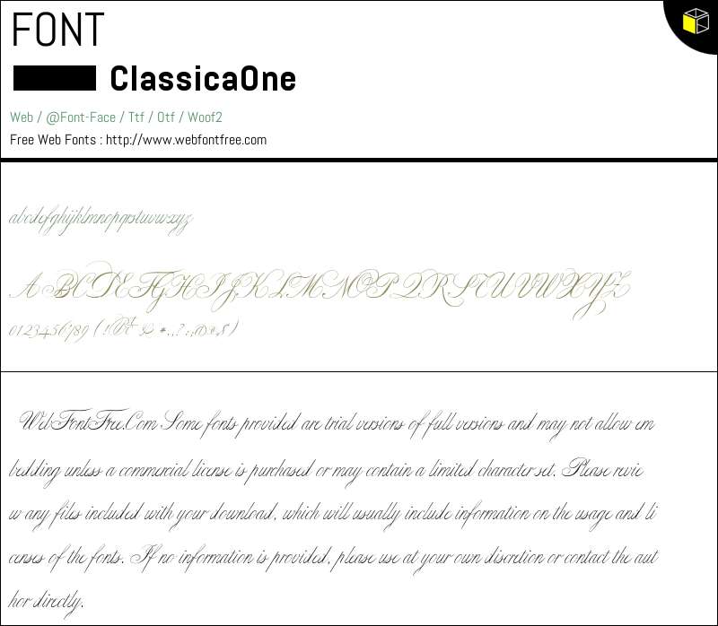 Classica One Fonts Downloads - WebFontFree.Com