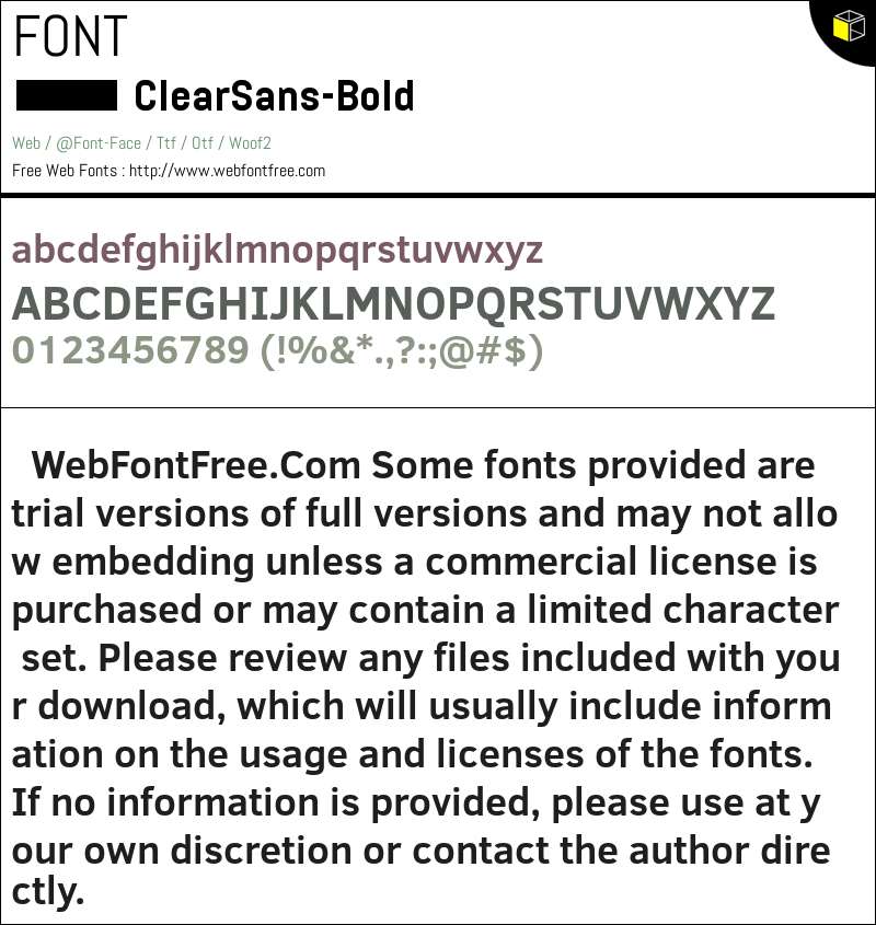 Clear Sans Bold Fonts Downloads - WebFontFree.Com