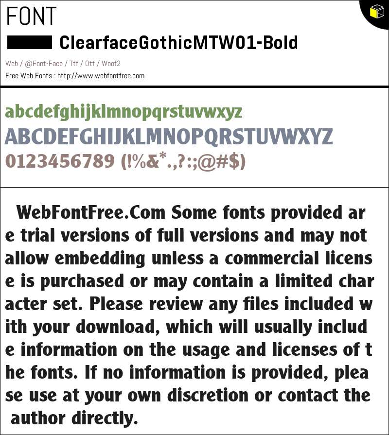 Clearface Gothic MT W01 Bold Fonts Downloads - WebFontFree.Com