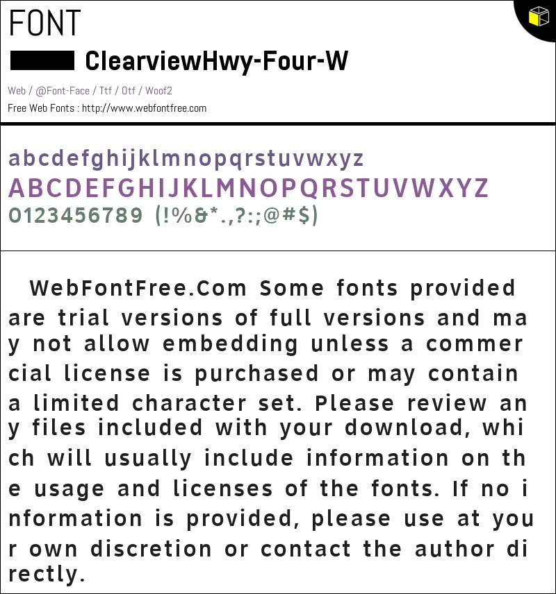 ClearviewHwy-4-W Fonts Downloads - WebFontFree.Com