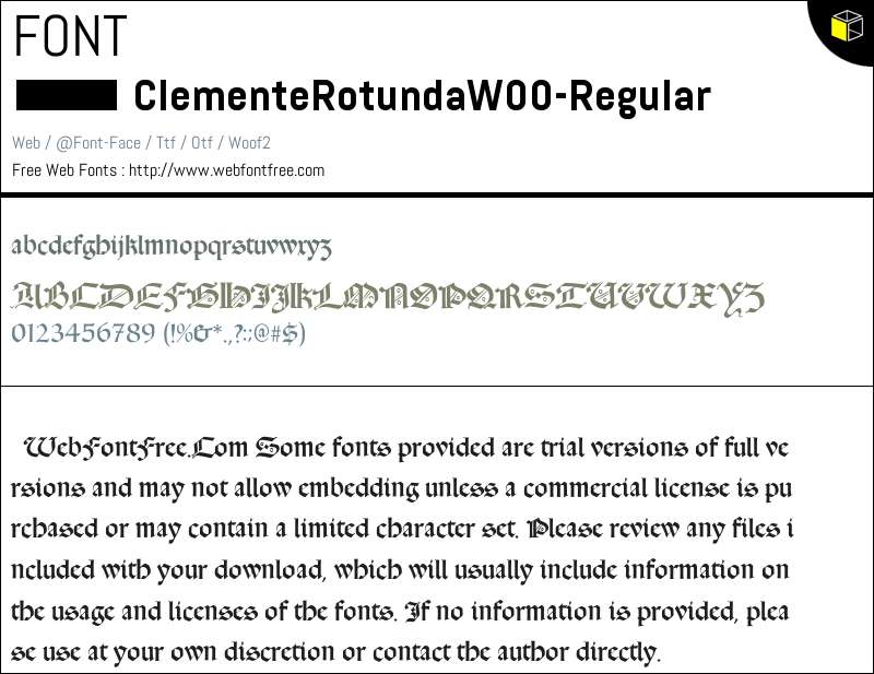 Clemente Rotunda W00 Regular Fonts Downloads - WebFontFree.Com