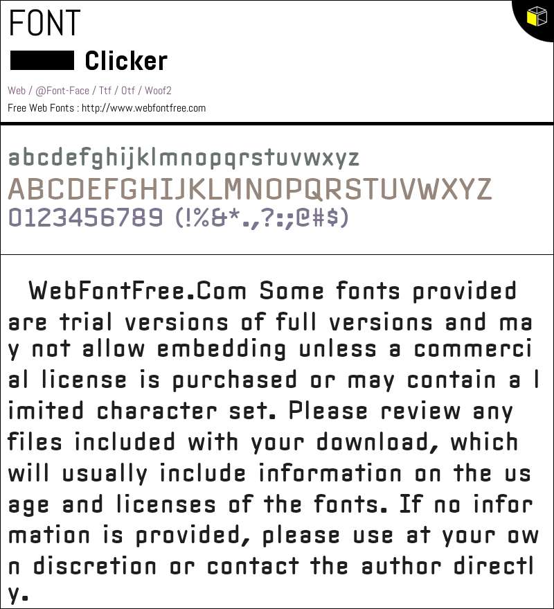 Clicker Fonts Downloads - WebFontFree.Com