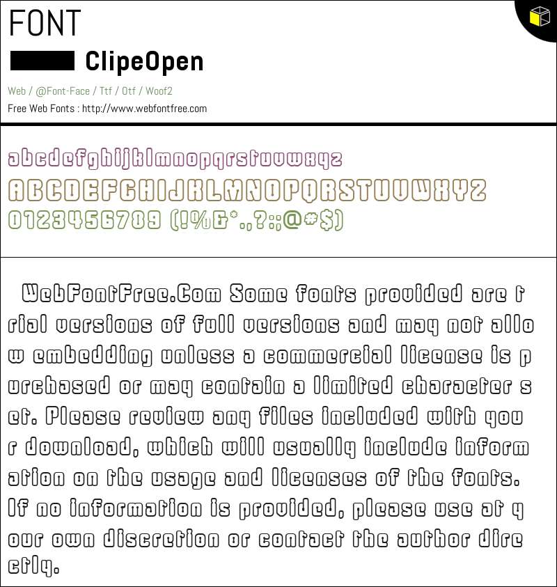Clipe Open Fonts Downloads - WebFontFree.Com