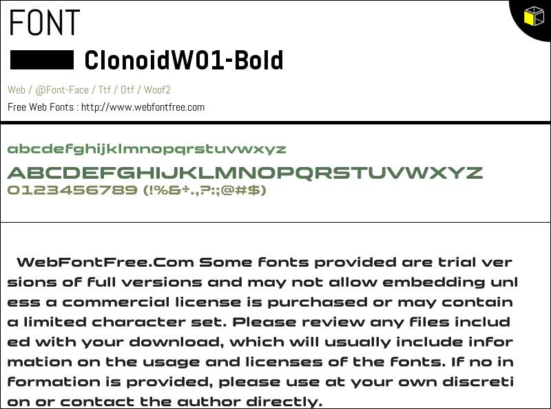 Clonoid W01 Bold Fonts Downloads - WebFontFree.Com