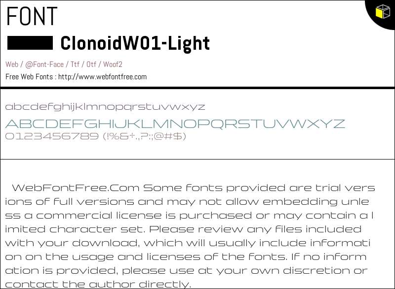 Clonoid W01 Light Fonts Downloads - WebFontFree.Com